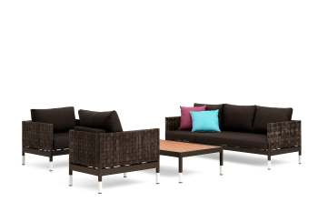 Taco Modern Outdoor Sofa Set for 5 with 2 club chairs and coffee table