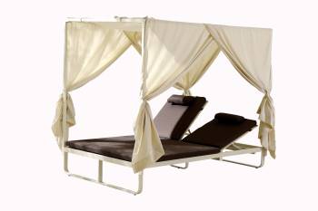 Polo Modern Outdoor Double Beach Bed with Canopy