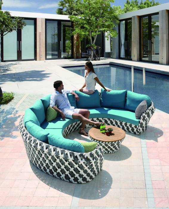 Verona Modern Outdoor 4 Piece 8 Seater Curved Sofa Set